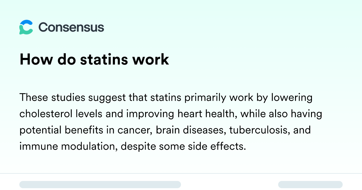 How Do Statins Work - Consensus Academic Search Engine