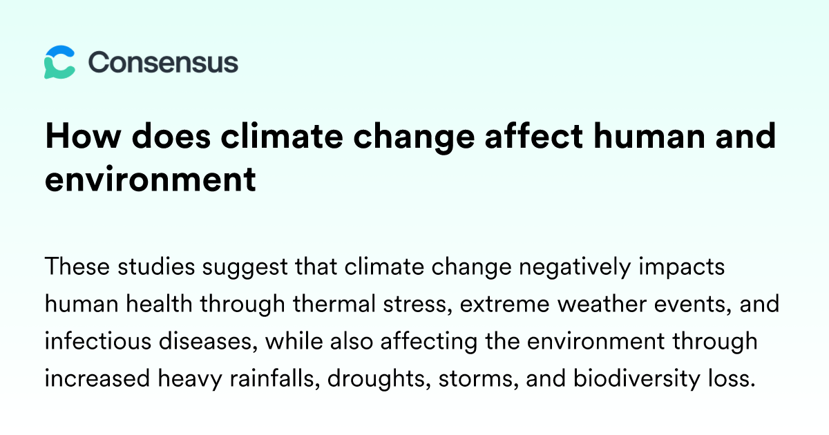 How Does Climate Change Affect Human And Environment - Consensus ...