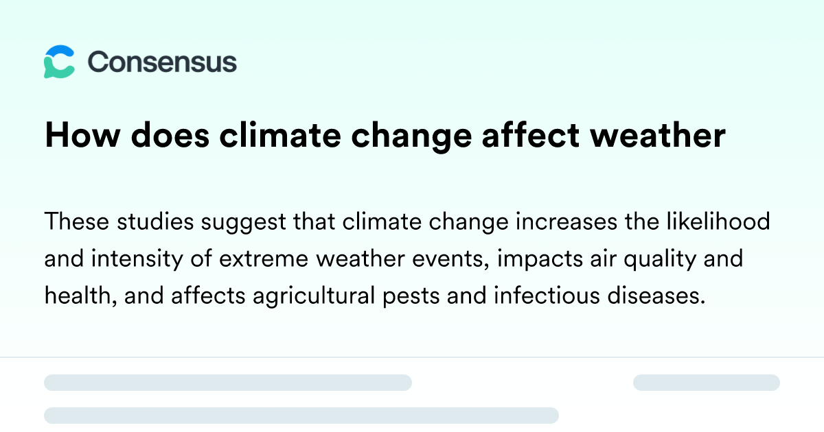How Does Climate Change Affect Weather - Consensus Academic Search Engine