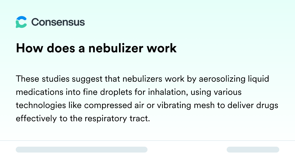 How Does A Nebulizer Work - Consensus Academic Search Engine