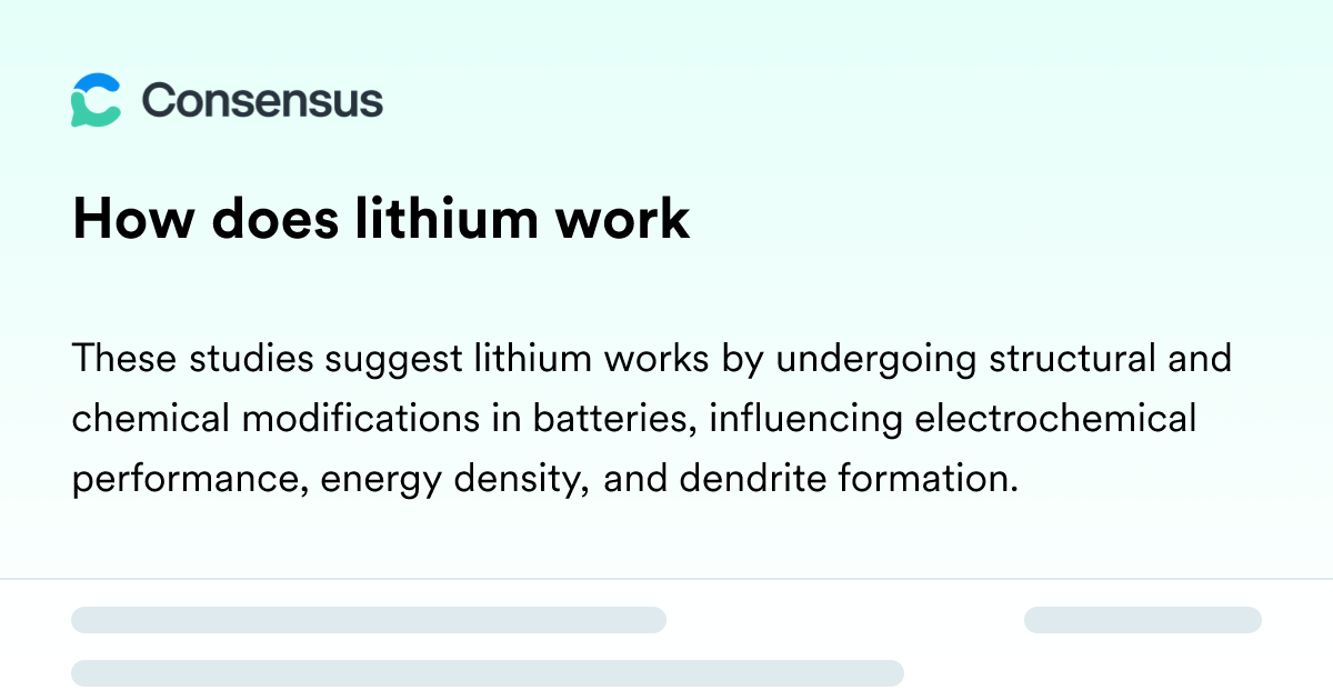 How Does Lithium Work - Consensus Academic Search Engine