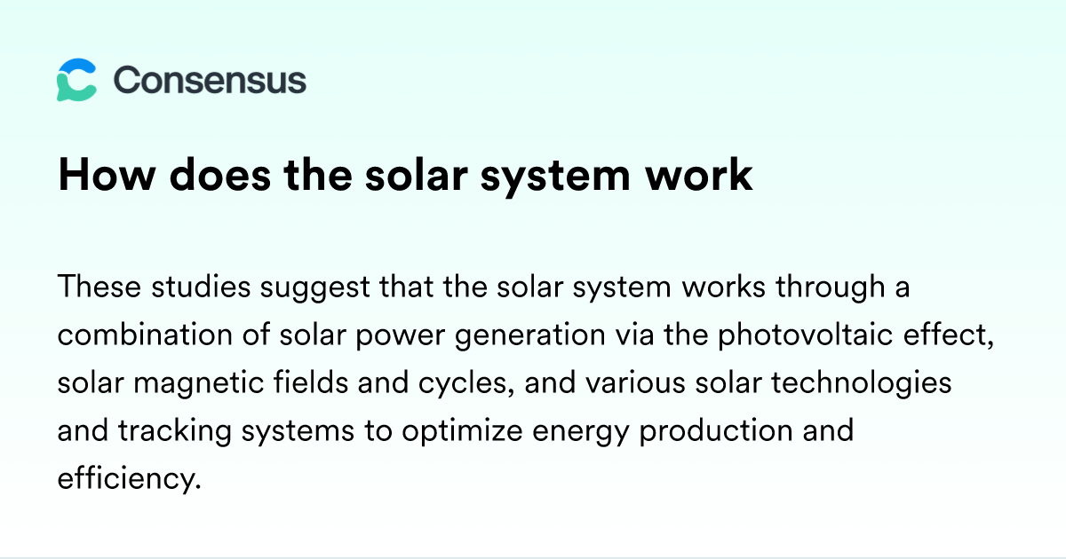 How Does The Solar System Work - Consensus Academic Search Engine