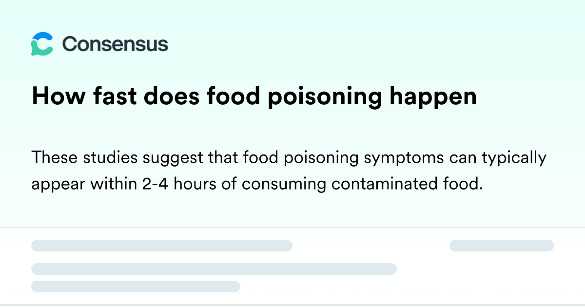 How Fast Does Food Poisoning Happen - Consensus Academic Search Engine