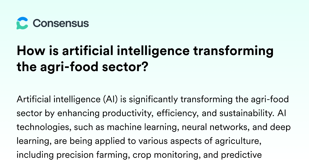 How Is Artificial Intelligence Transforming The Agri-food Sector ...