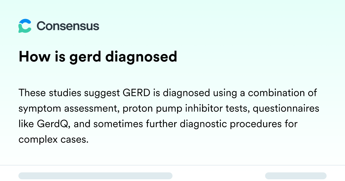 How Is Gerd Diagnosed - Consensus Academic Search Engine