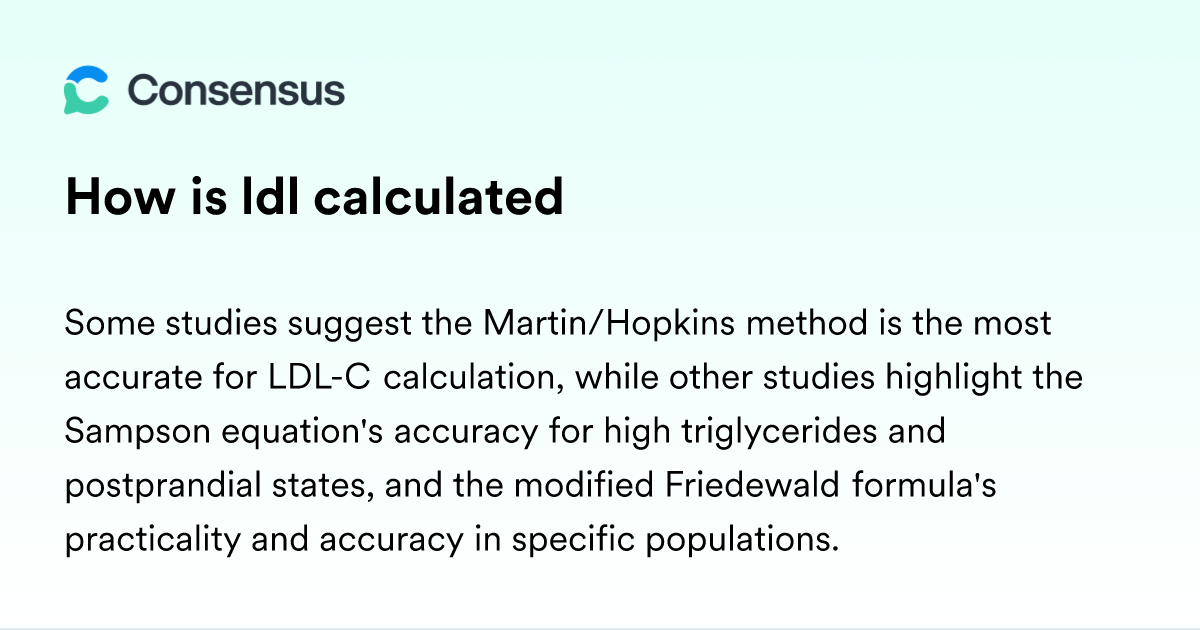 How Is Ldl Calculated - Consensus Academic Search Engine