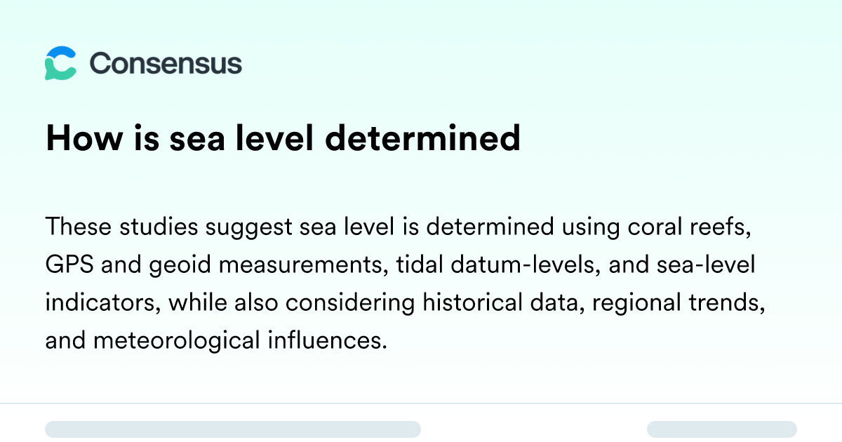 How Is Sea Level Determined - Consensus Academic Search Engine