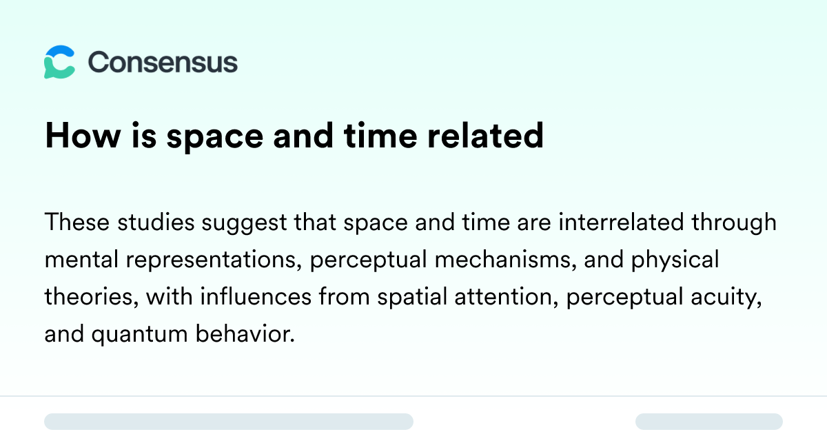 How Is Space And Time Related - Consensus Academic Search Engine