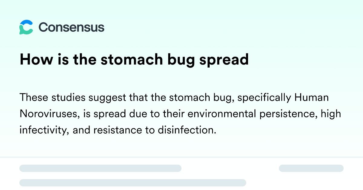 How Is The Stomach Bug Spread - Consensus Academic Search Engine