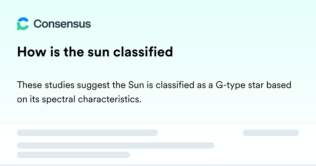 How Is The Sun Classified - Consensus Academic Search Engine