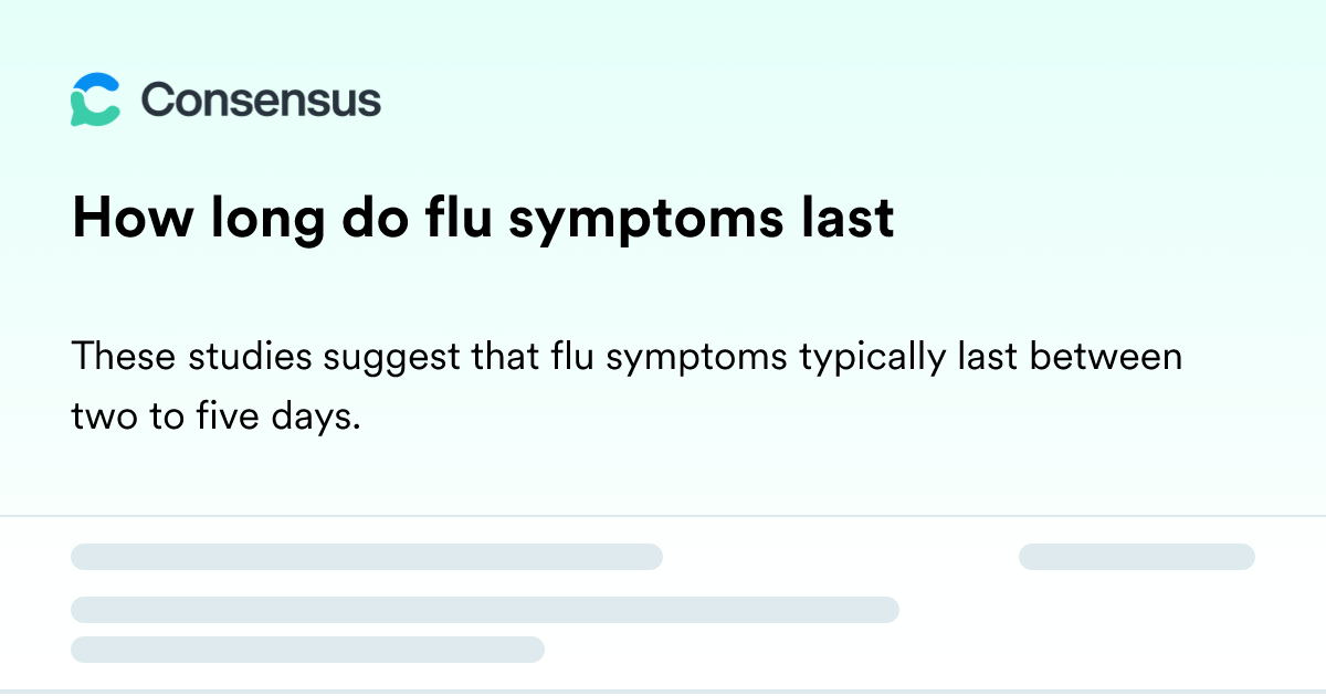 How Long Do Flu Symptoms Last - Consensus Academic Search Engine