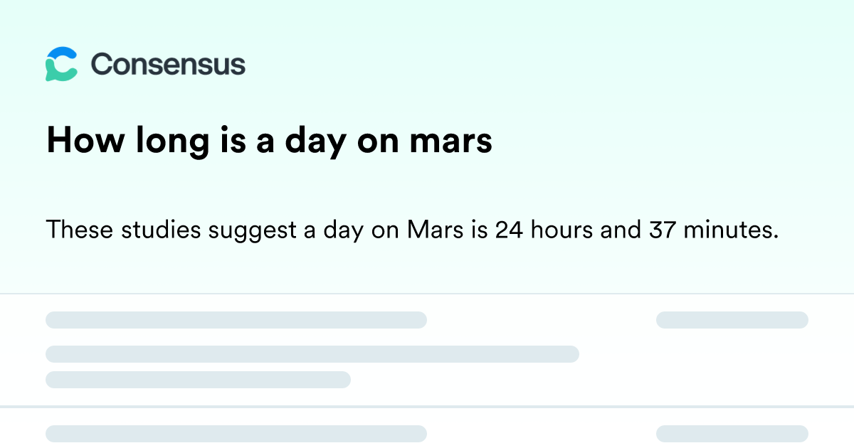 How Long Is A Day On Mars - Consensus Academic Search Engine