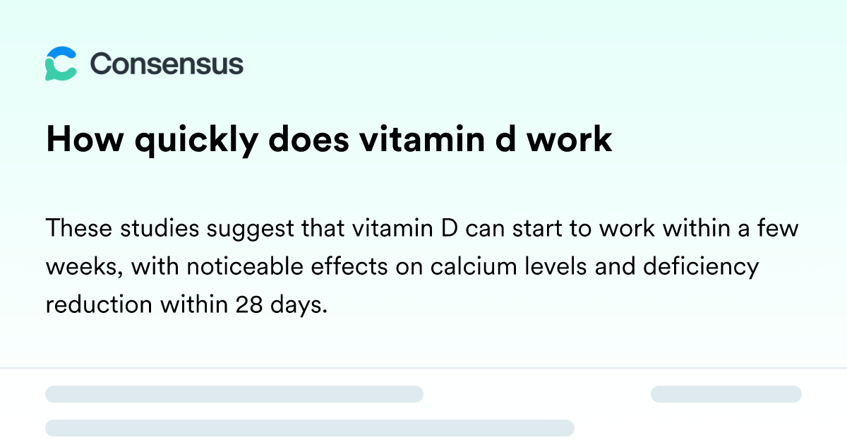 How Quickly Does Vitamin D Work - Consensus Academic Search Engine