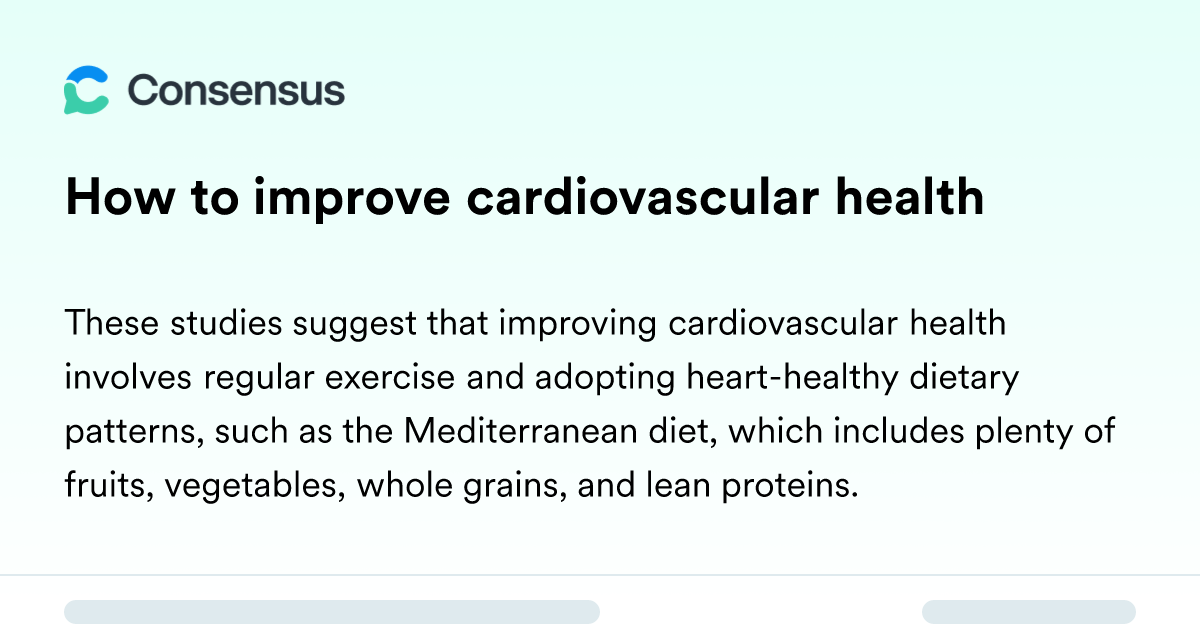 How To Improve Cardiovascular Health - Consensus Academic Search Engine