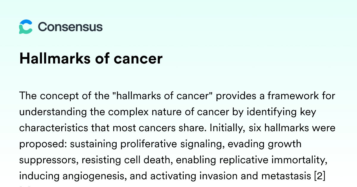 Hallmarks Of Cancer - Consensus Academic Search Engine