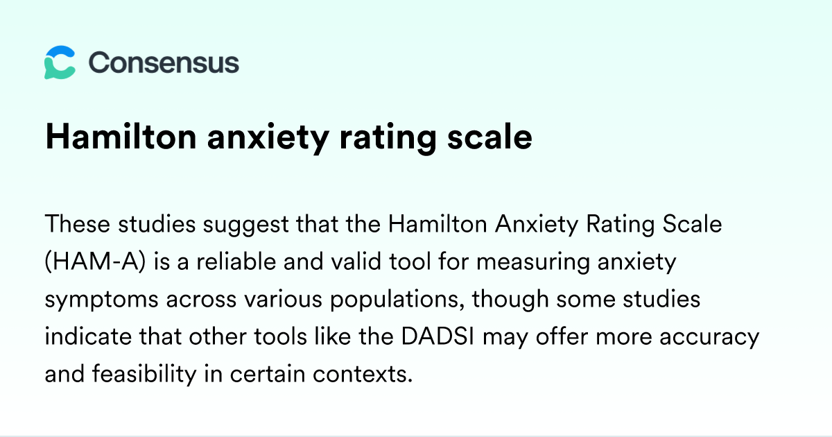 Hamilton Anxiety Rating Scale - Consensus Academic Search Engine