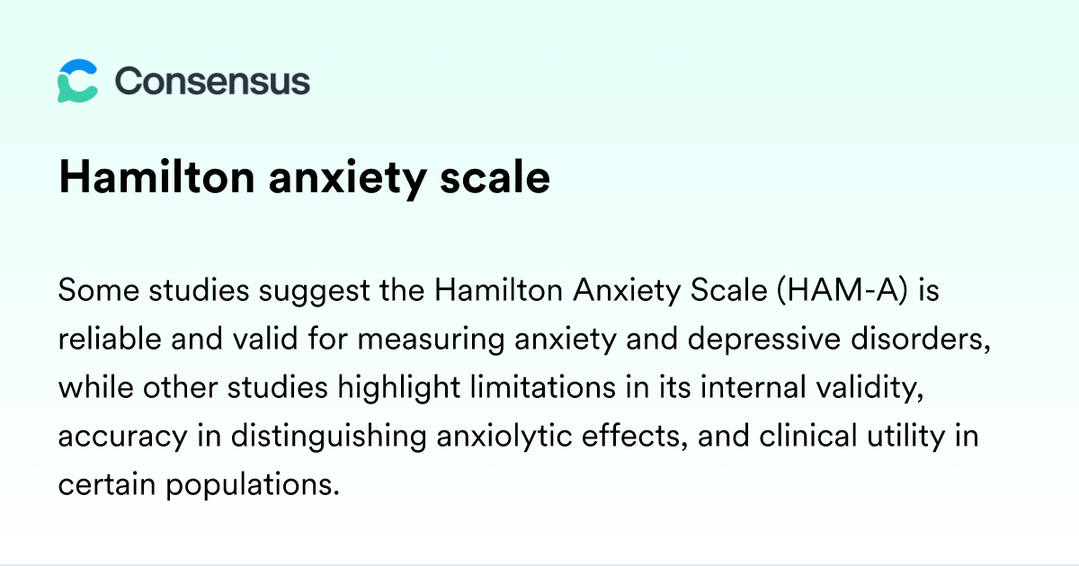 Hamilton Anxiety Scale - Consensus Academic Search Engine