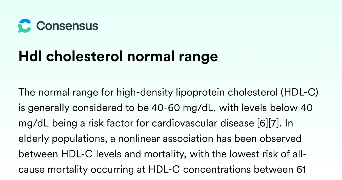 Hdl Cholesterol Normal Range - Consensus Academic Search Engine