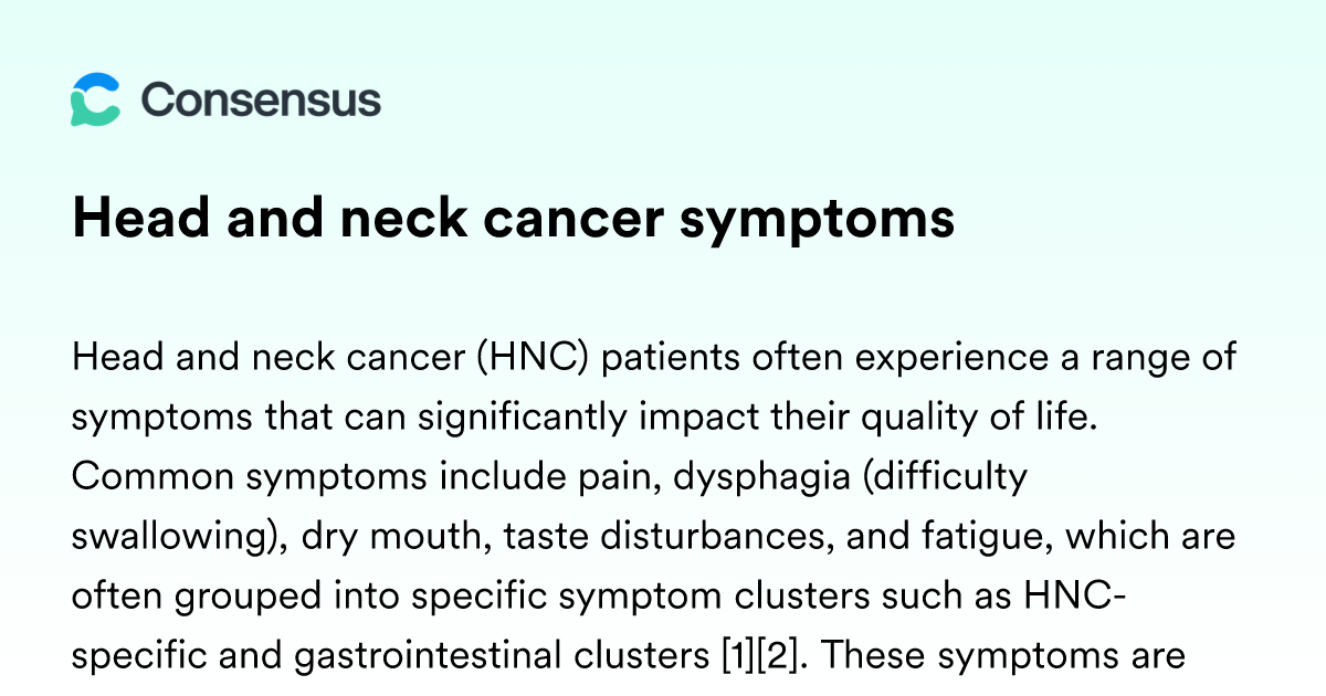 Head And Neck Cancer Symptoms - Consensus Academic Search Engine