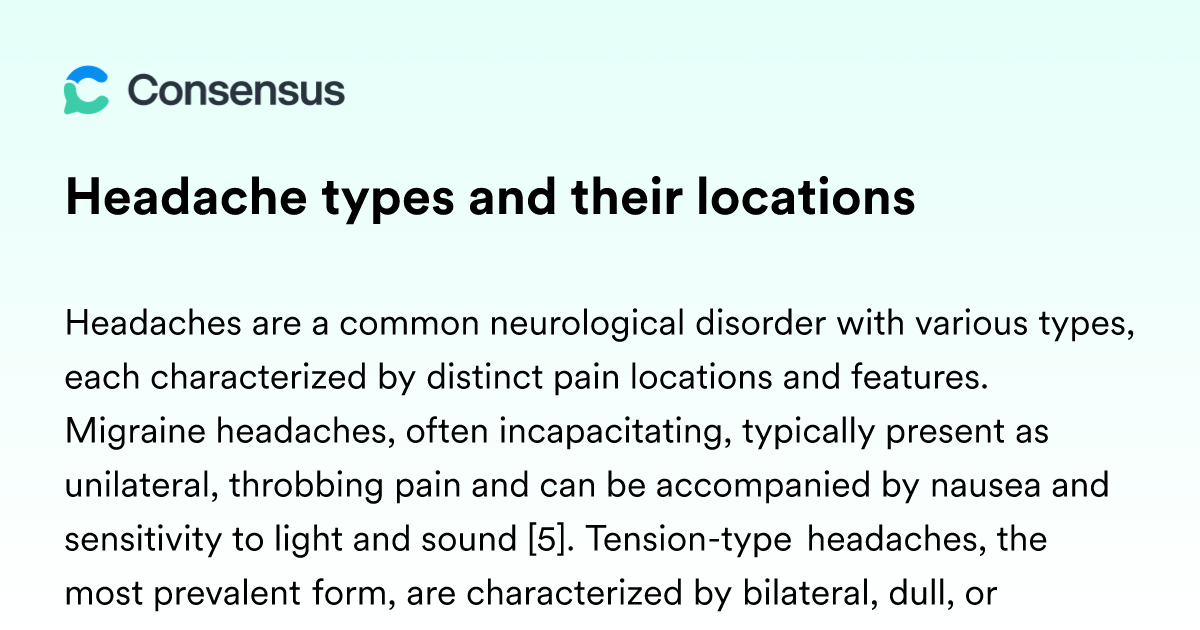 Headache Types And Their Locations - Consensus Academic Search Engine