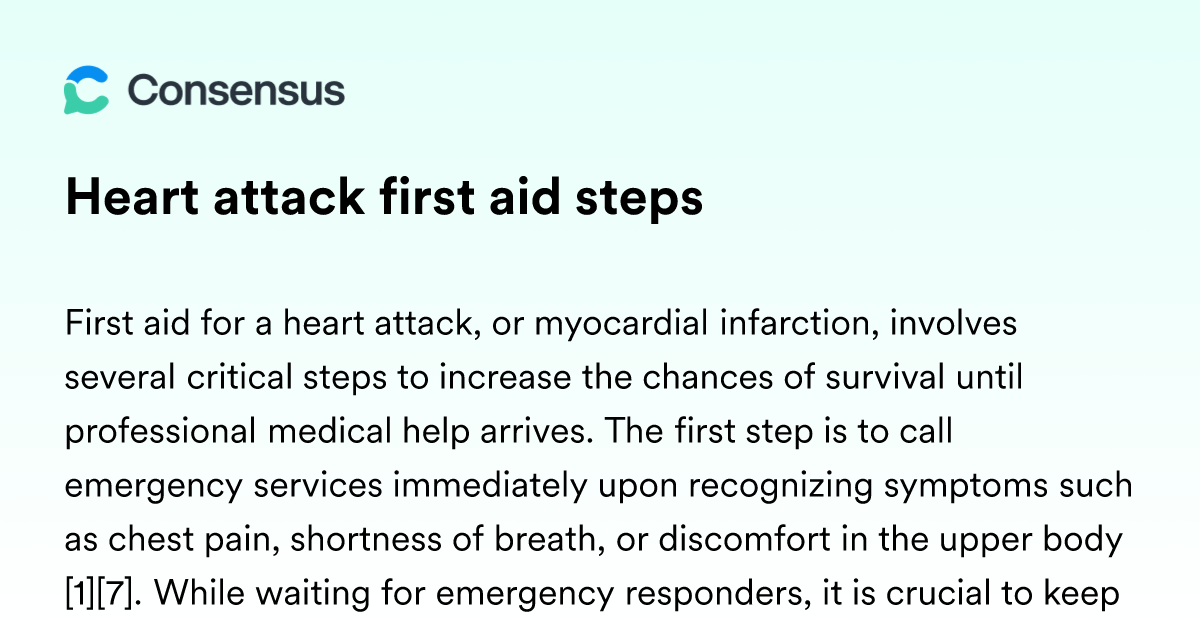 Heart Attack First Aid Steps - Consensus Academic Search Engine