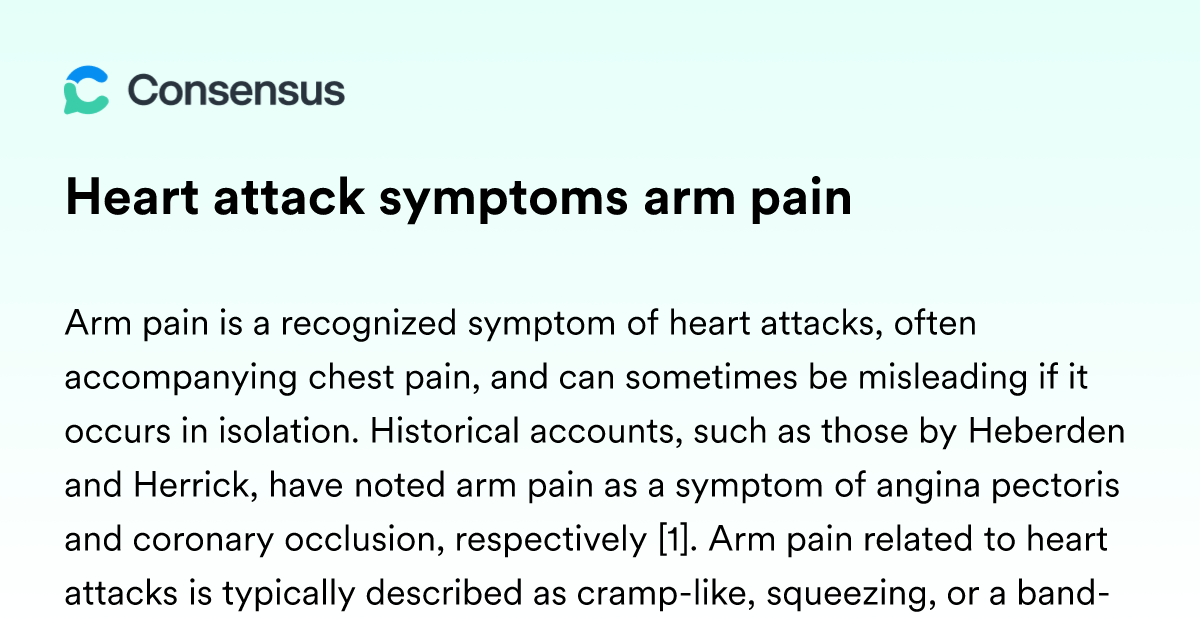 Heart Attack Symptoms Arm Pain - Consensus Academic Search Engine