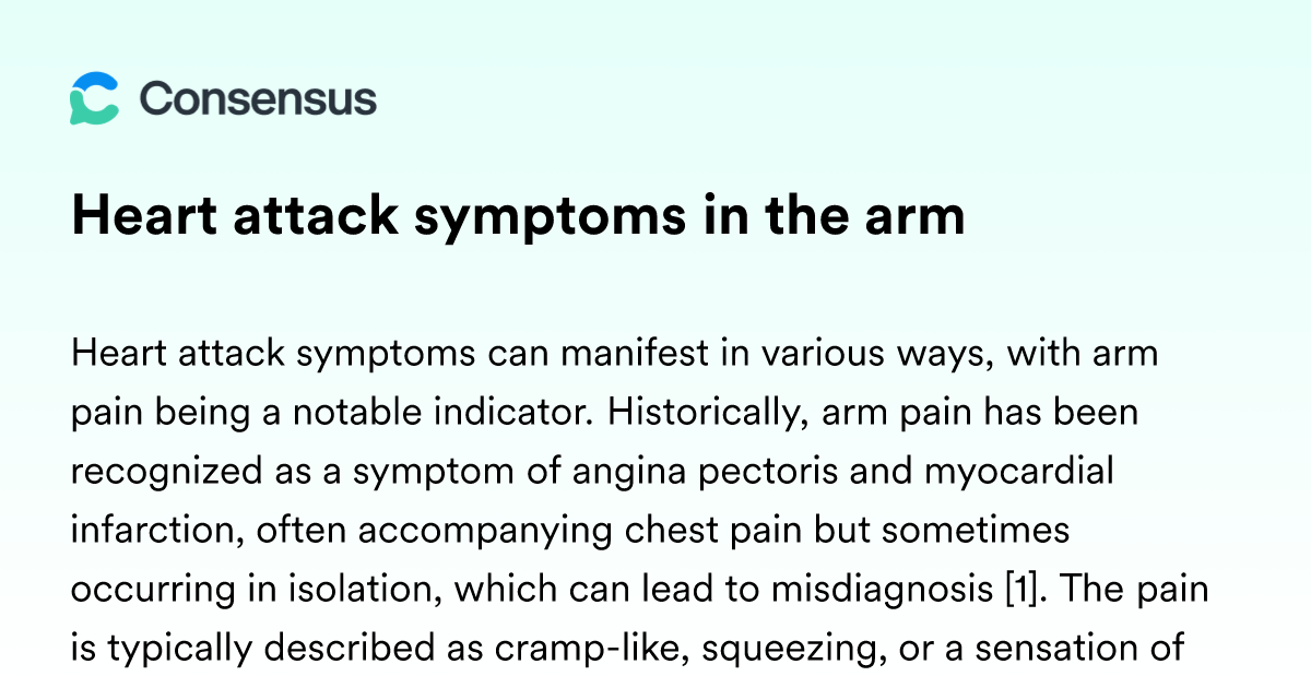 Heart Attack Symptoms In The Arm - Consensus Academic Search Engine