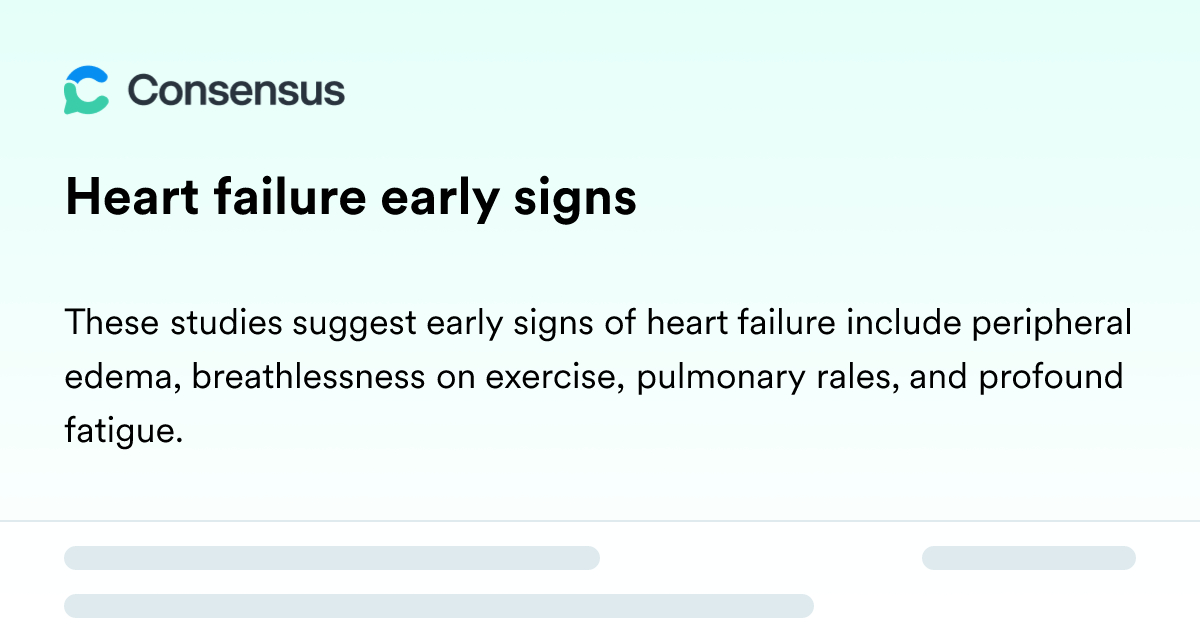 Heart Failure Early Signs - Consensus Academic Search Engine