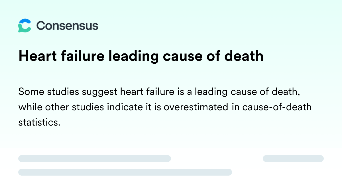 Heart Failure Leading Cause Of Death - Consensus Academic Search Engine