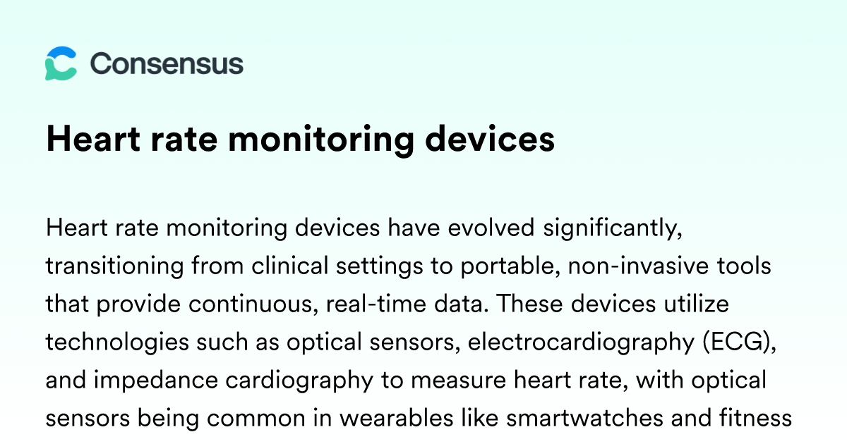 Heart Rate Monitoring Devices - Consensus Academic Search Engine