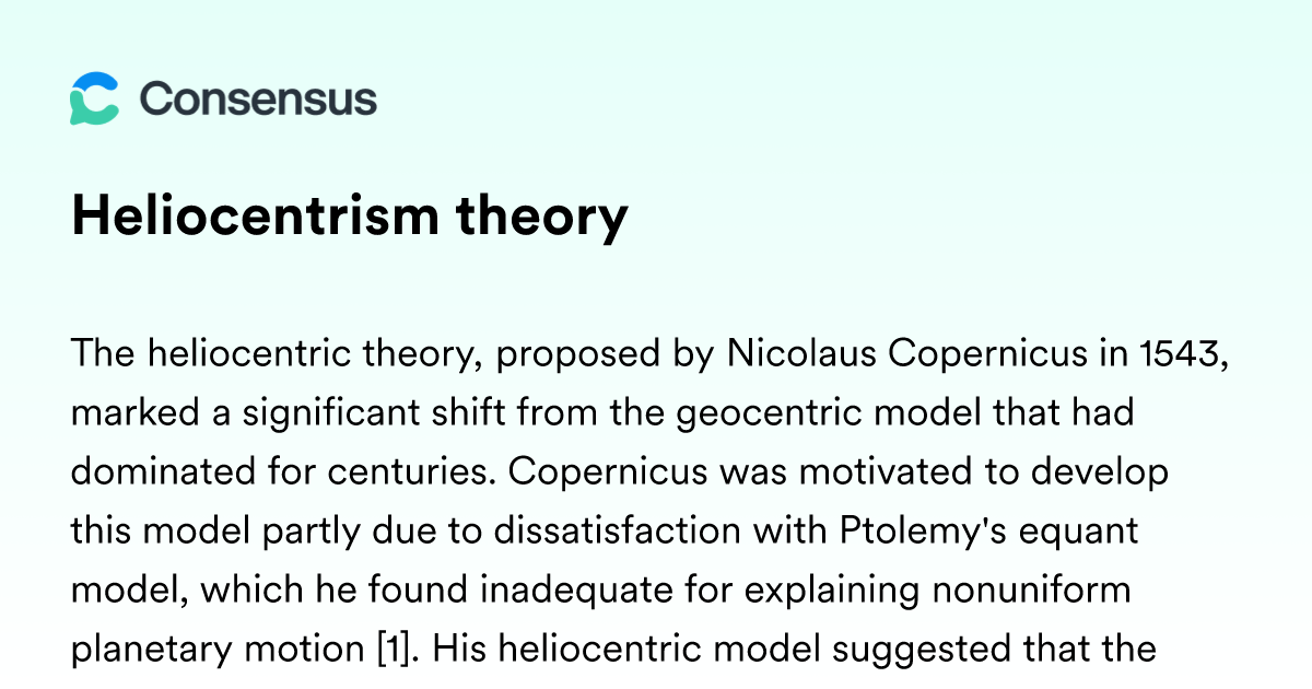 Heliocentrism Theory - Consensus Academic Search Engine