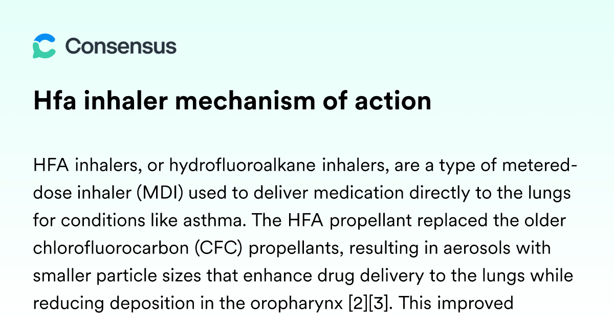 Hfa Inhaler Mechanism Of Action - Consensus Academic Search Engine