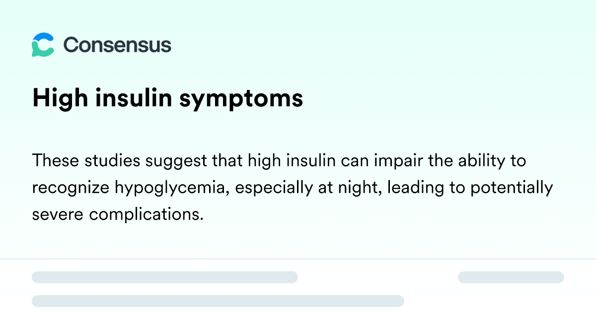 High Insulin Symptoms - Consensus Academic Search Engine