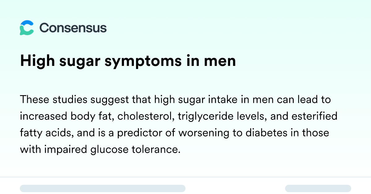 High Sugar Symptoms In Men - Consensus Academic Search Engine