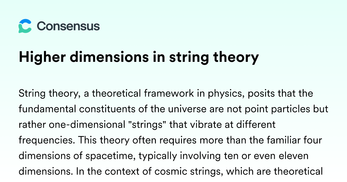 Higher Dimensions In String Theory - Consensus Academic Search Engine