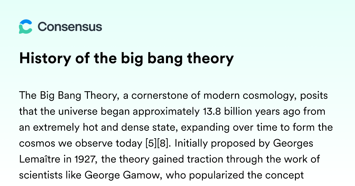 History Of The Big Bang Theory - Consensus Academic Search Engine