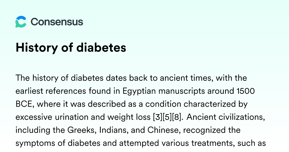 History Of Diabetes - Consensus Academic Search Engine