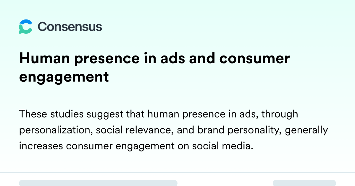 Human Presence In Ads And Consumer Engagement - Consensus Academic ...