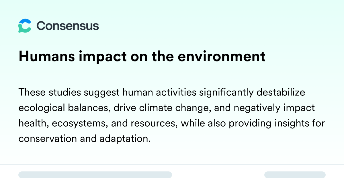 Humans Impact On The Environment - Consensus Academic Search Engine