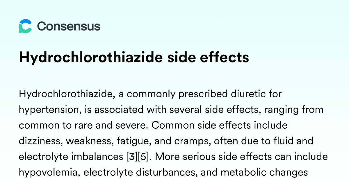 Hydrochlorothiazide Side Effects - Consensus Academic Search Engine