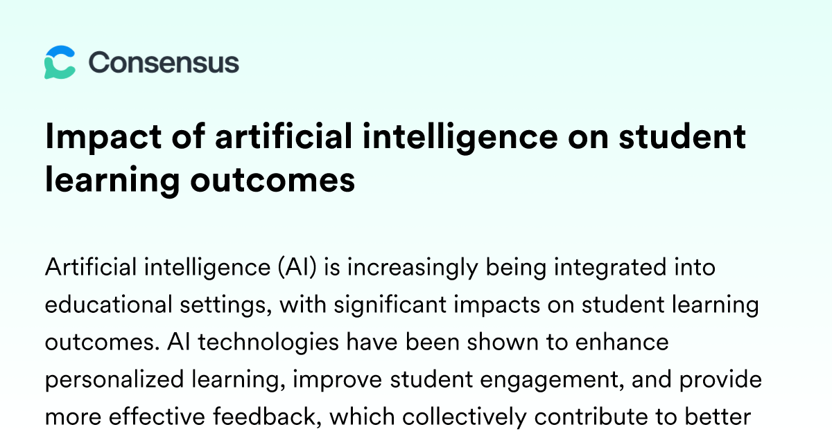 Impact Of Artificial Intelligence On Student Learning Outcomes ...