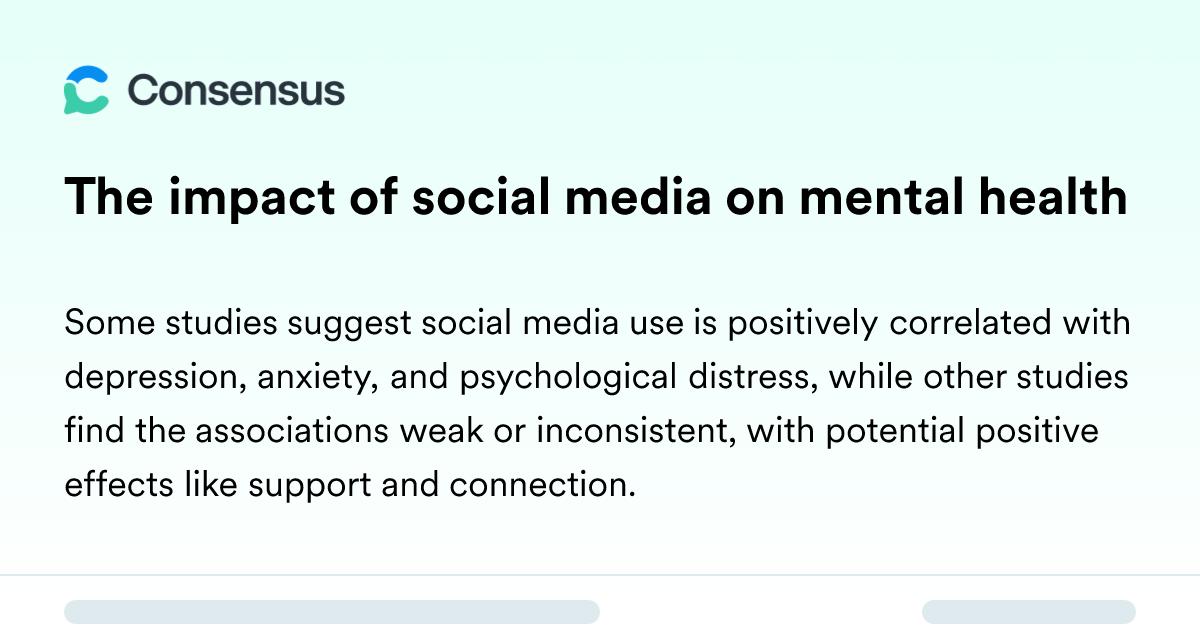 The Impact Of Social Media On Mental Health - Consensus Academic Search ...