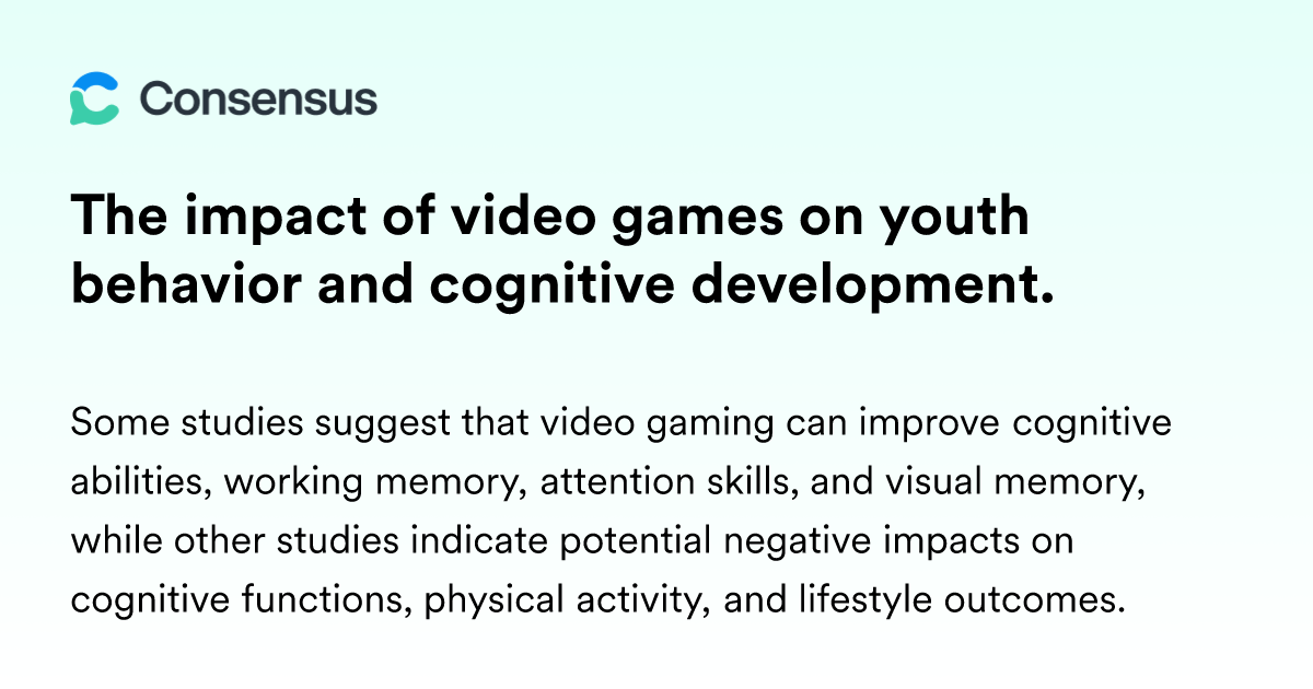 The Impact Of Video Games On Youth Behavior And Cognitive Development ...