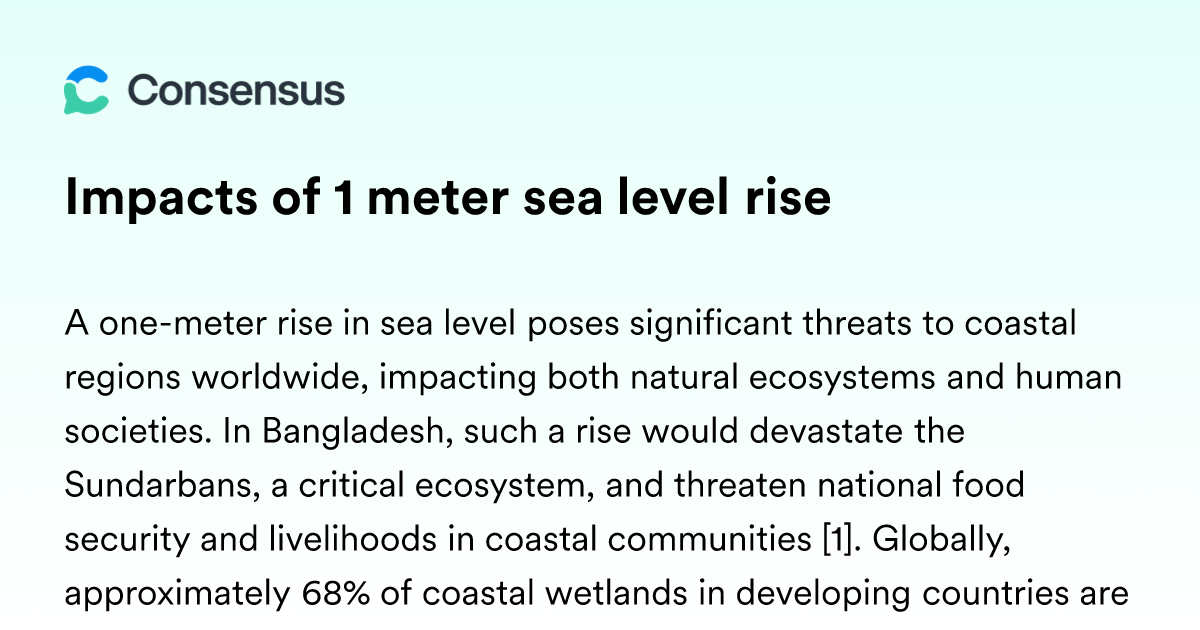 Impacts Of 1 Meter Sea Level Rise - Consensus Academic Search Engine
