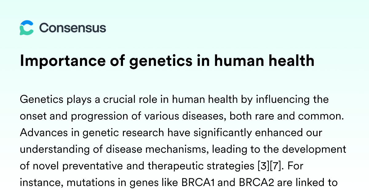 Importance Of Genetics In Human Health - Consensus Academic Search Engine