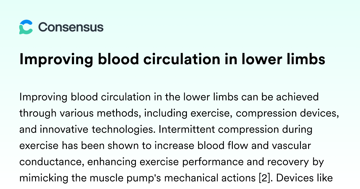 Improving Blood Circulation In Lower Limbs - Consensus Academic Search ...