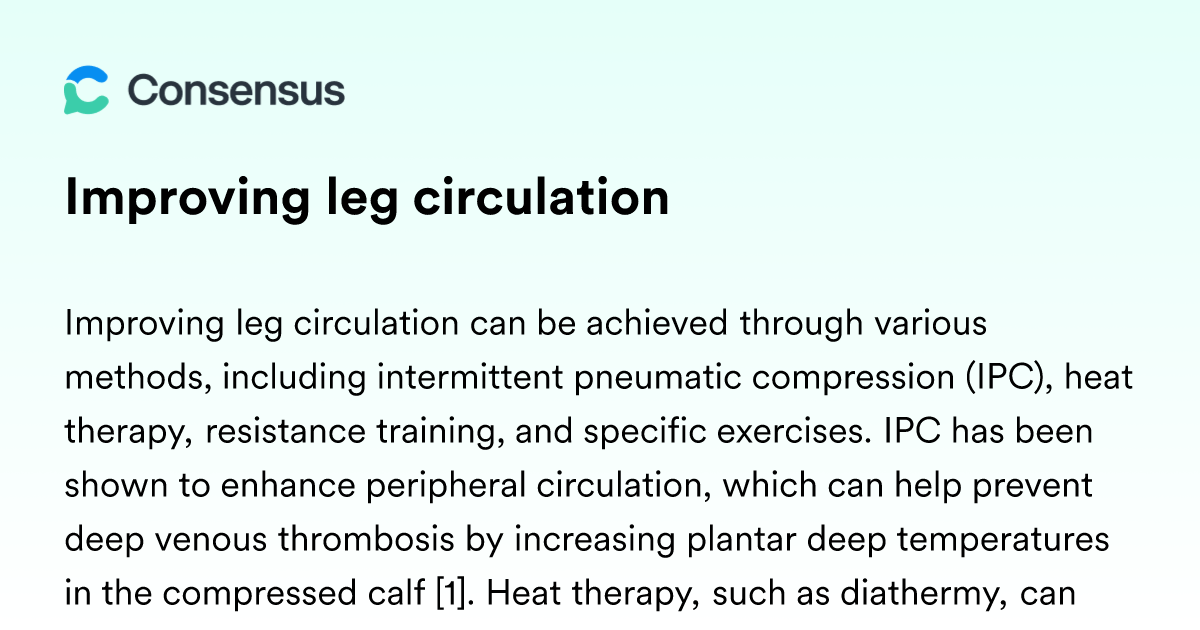 Improving Leg Circulation - Consensus Academic Search Engine
