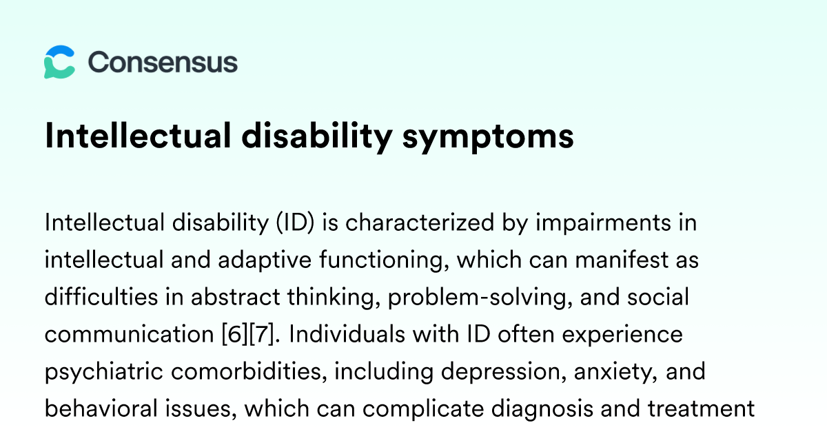 Intellectual Disability Symptoms - Consensus Academic Search Engine