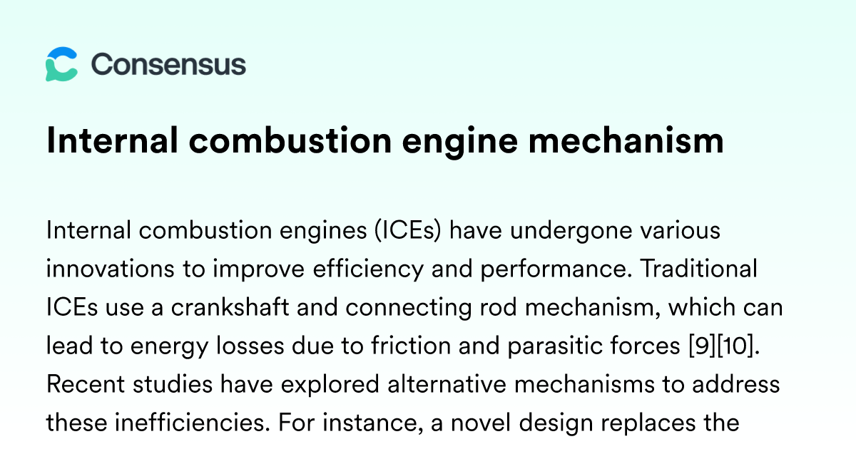 Internal Combustion Engine Mechanism - Consensus Academic Search Engine