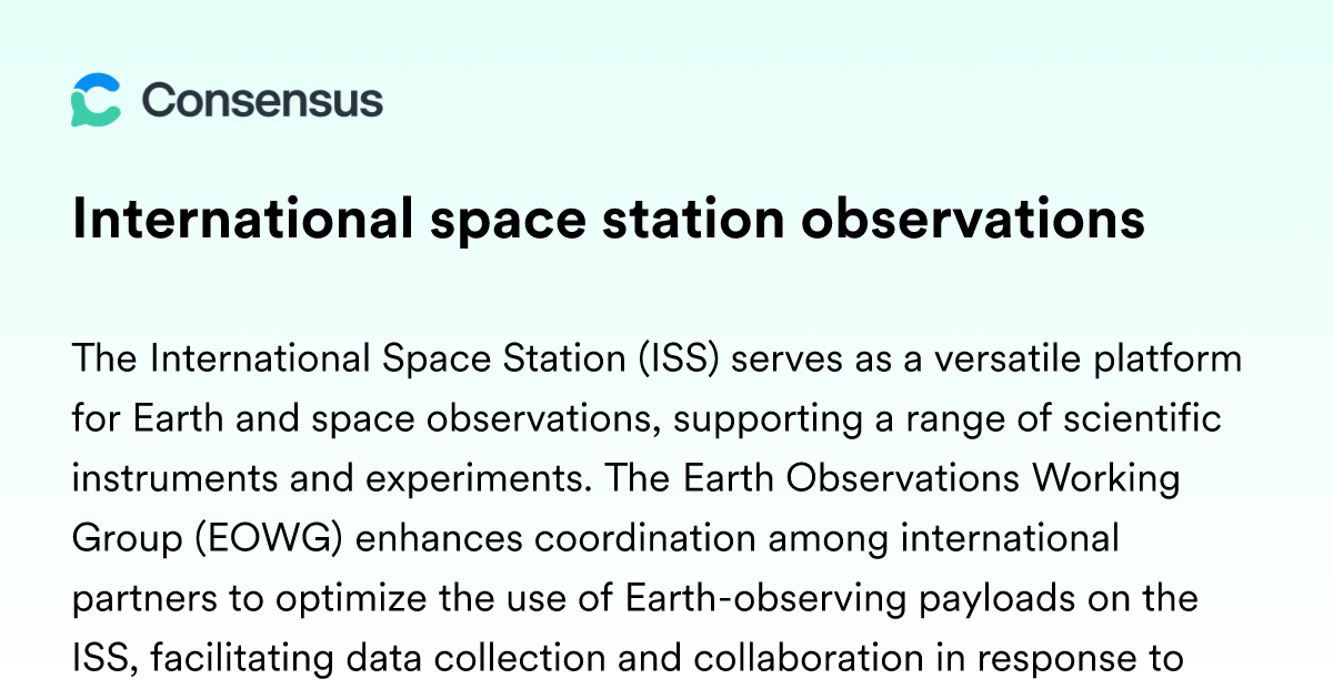International Space Station Observations - Consensus Academic Search Engine